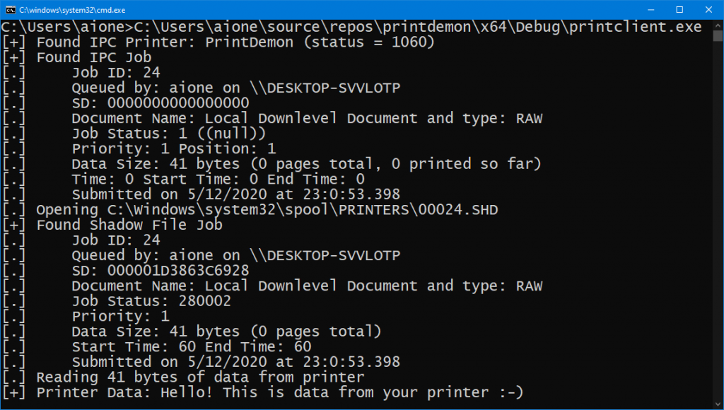 PrintDemon: Print Spooler Privilege Escalation, Persistence & Stealth (CVE-2020-1048 & more ...
